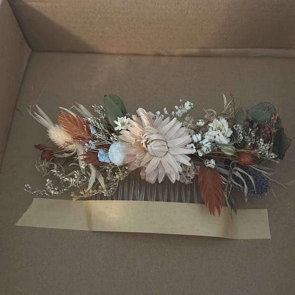 Wildflower Dried Flower Arrangement, Mauve Pink Tea Tree Whimsical ...