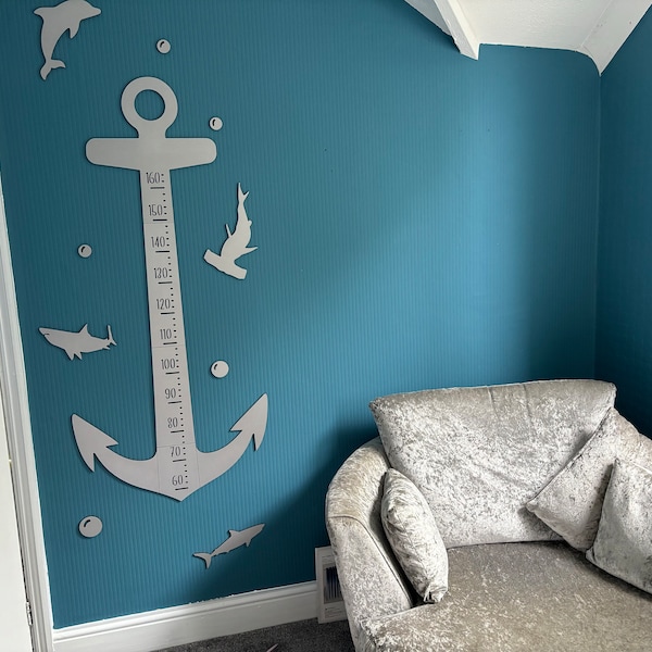 Anchor Height Chart Custom Growth Chart Nautical Nursery Under the Sea ...
