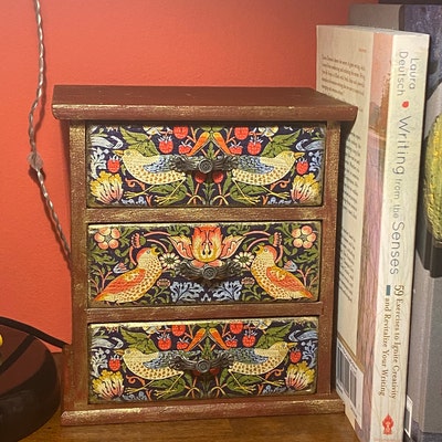 William Morris Strawberry Thief-unique Mini Drawer-hand Decorated ...