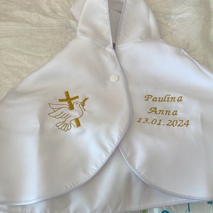 Satin White Baptism Cape Embroidered and Custom Cross and Dove - Etsy