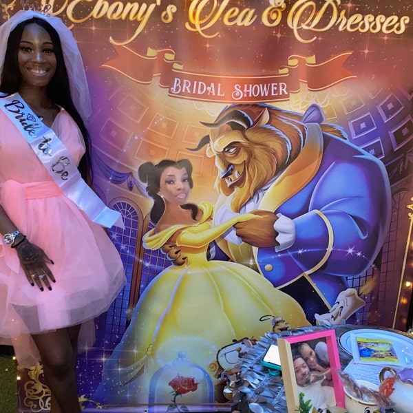 Beauty and the Beast Digital Printable Backdrop, Beauty and the Beast ...