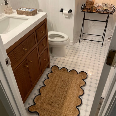 Scalloped Jute Rug Natural Scallop Rug Scalloped Edge Rug - Etsy