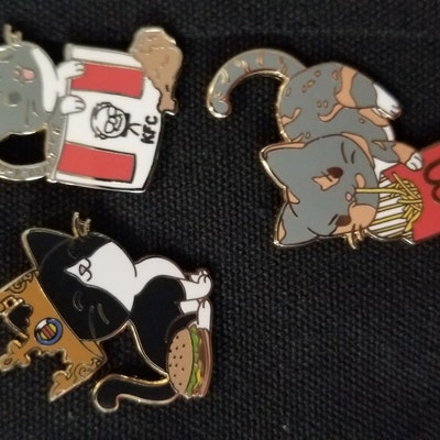 Fast Food Cat Hard Enamel Pin Burger - Etsy
