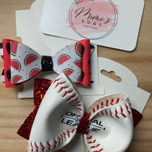 Real Baseball Hair Bow, Glitter Accents, Summer Outfit - Etsy