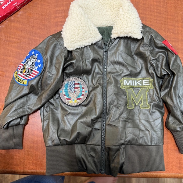 Personalized Green Kids Aviator Jacket*baby Pilot Jacket*infant Aviator ...