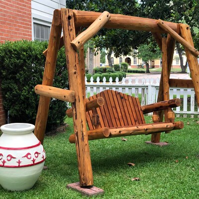 Log Swing, Cedar Over-sized Log Swing With Stainless Steel Seat ...