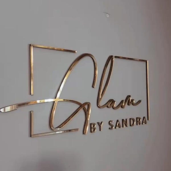 Brushed Gold Large Wall Sign, 3D Letters for Beauty Salon, Hair Salon ...