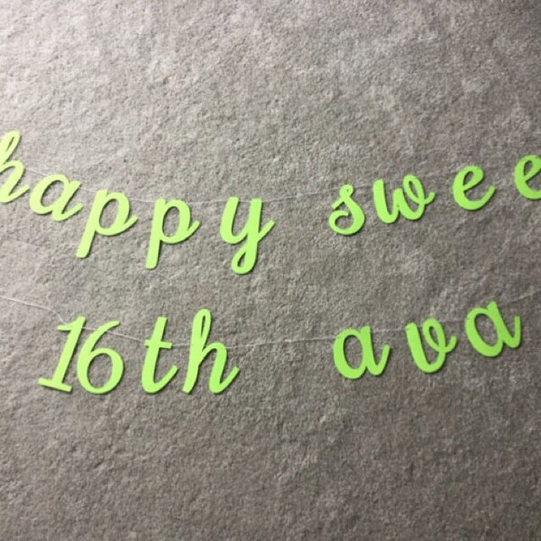 Lime Green Happy Birthday Banner, Lime Green Birthday Banner, Cursive ...