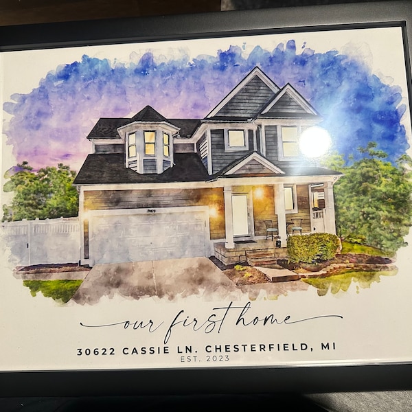 Our First Home Print, Homeowners Gift, Custom House Portrait, Digital ...