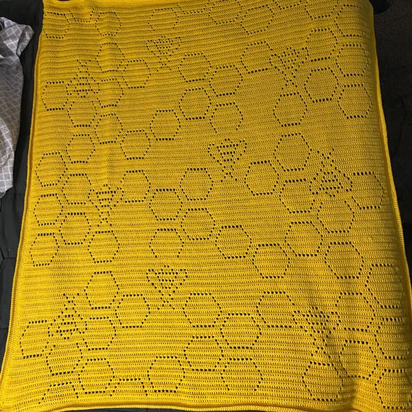 Filet Crochet Blanket Pattern | Bee Blanket Crochet Pattern | Filet ...