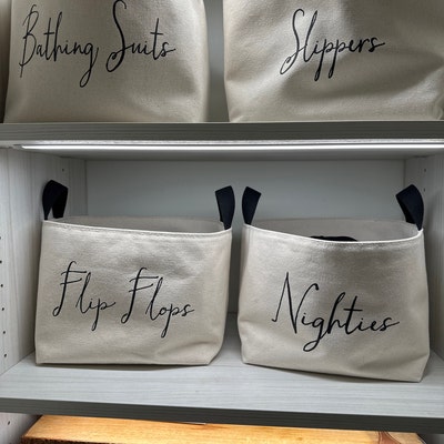 Personalized Canvas Storage Basket With Custom Text Hand Printed in a ...