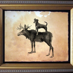 Scottish Terrier Scottie Dog Riding Cow Vintage Collage Art | Etsy