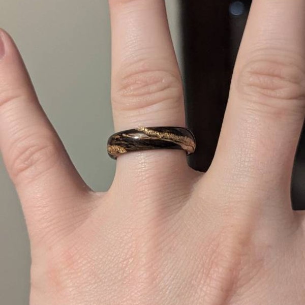 Tennessee Whiskey Barrel Spiral Grain Wood Ring With Crushed Turquoise ...