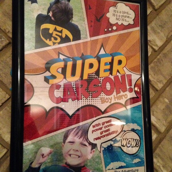 Custom Comic Poster, Party Sign, Super Hero, Comic Birthday, Gift ...