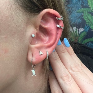 Diamond Rook Baguette Cut Huggie Hoops Cartilage Hoop - Etsy