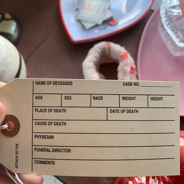 Toe Tag Mortuary Identification Cards | Morbid Oddities & Curiosities ...