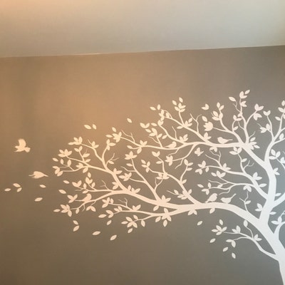 White Tree Decal Large Nursery Tree Decals With Birds Unisex White Tree ...
