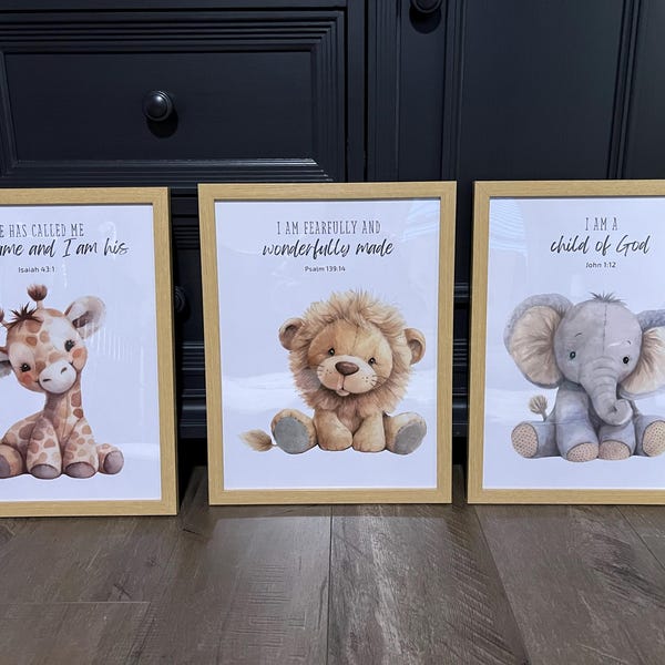 Christian Nursery Wall Art, Bible Verse Nursery, Animal Prints ...