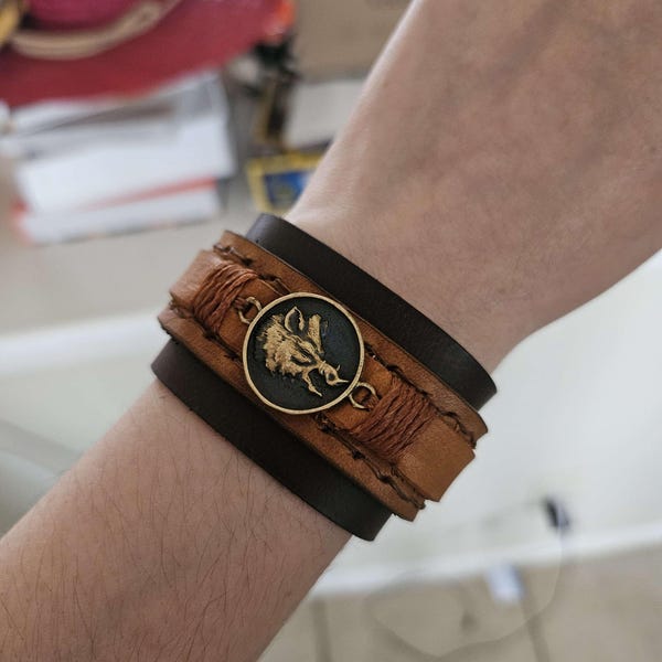 Adjustable Grief Bracelet, Handmade Leather Widow Bracelet, Wear a Ring ...