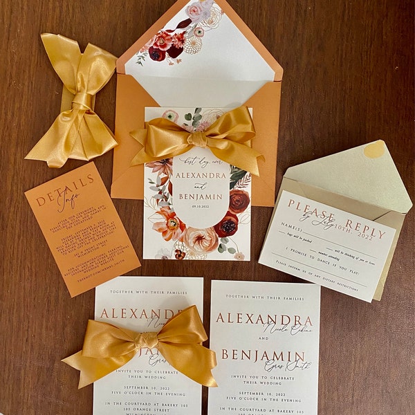 Elegant Terracotta Wedding Invitations, Affordable Terraccota Wedding ...