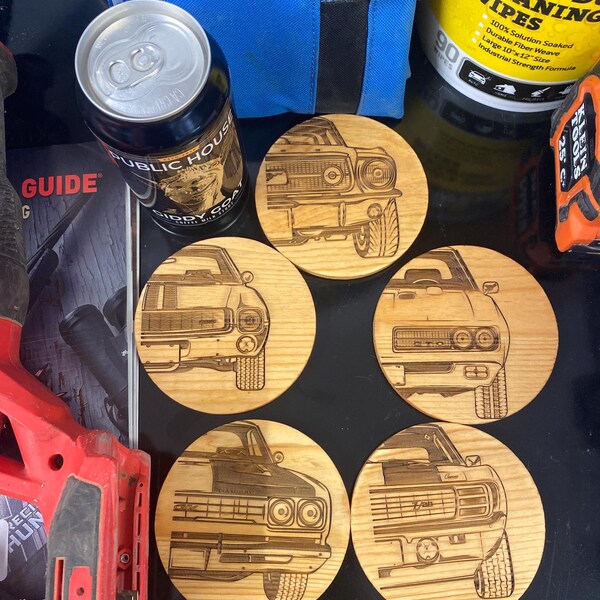 Custom Made Wooden Coasters With Classic American Muscle Cars, Hot Rods ...