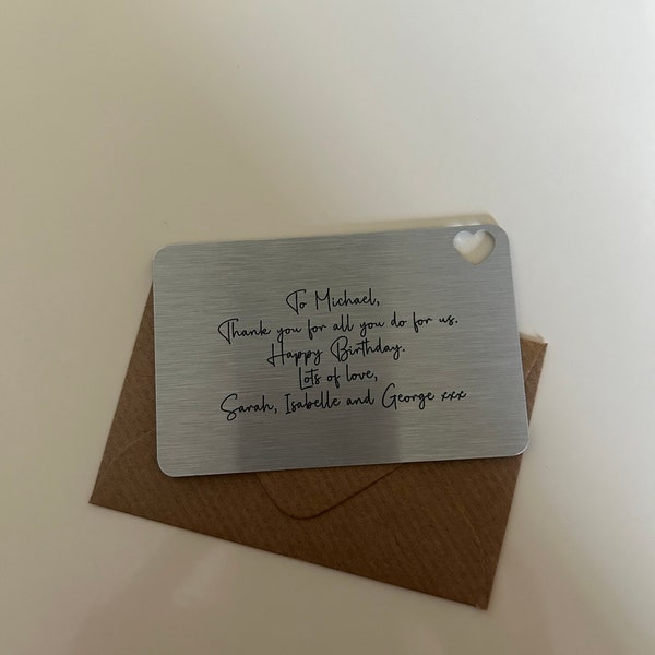 Personalised Sentimental Keepsake Wallet Card - Handwriting Font Style ...