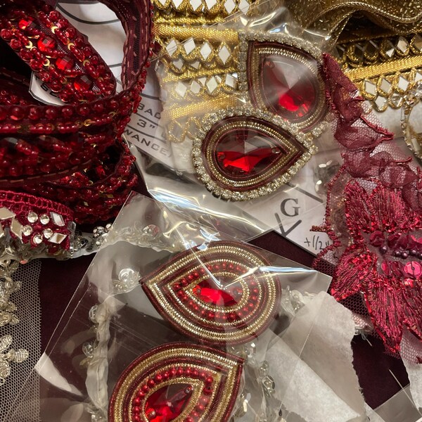 MAROON Rhinestone Trim With Mirrors on Trim With Stones - Etsy