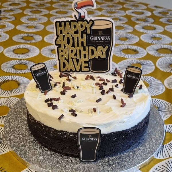 Guinness Themed Cake Topper! Personalised Name & Age * Birthday * Beer ...