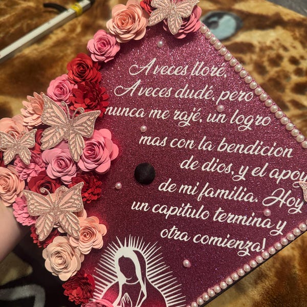 Graduation Cap Topper- Graduation Topper, Glitter Grad Cap, 3D Flowers ...