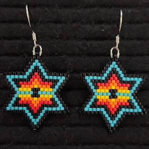 Six Petals in Raspberry Seed Bead Brick Stitch Earring - Etsy