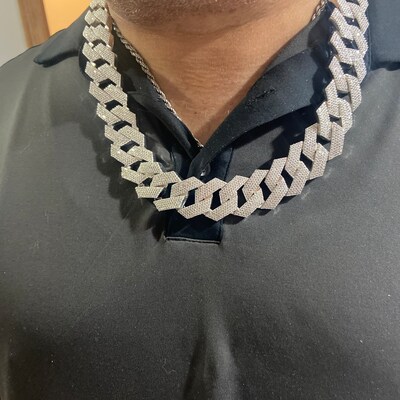 Heavy Quality 15mm Icy Cuban Link Chain VVS1 Quality Moissanite Diamond ...