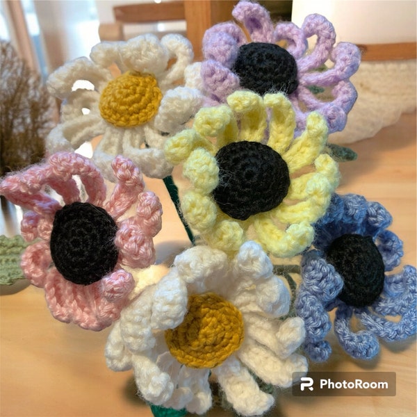 White Daisy Flower Crochet Pattern, Crochet Flower Bouquet Pattern ...