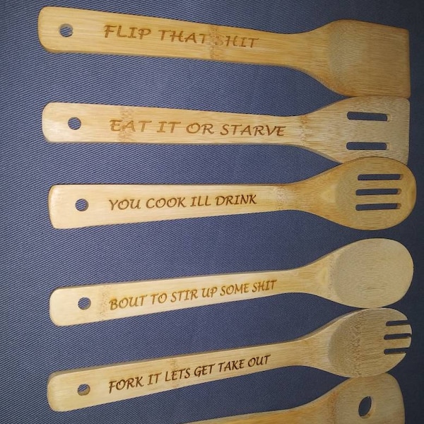 Personalized Funny Wooden Spoon Set,custom Kitchen Spoons,funny Spoon ...