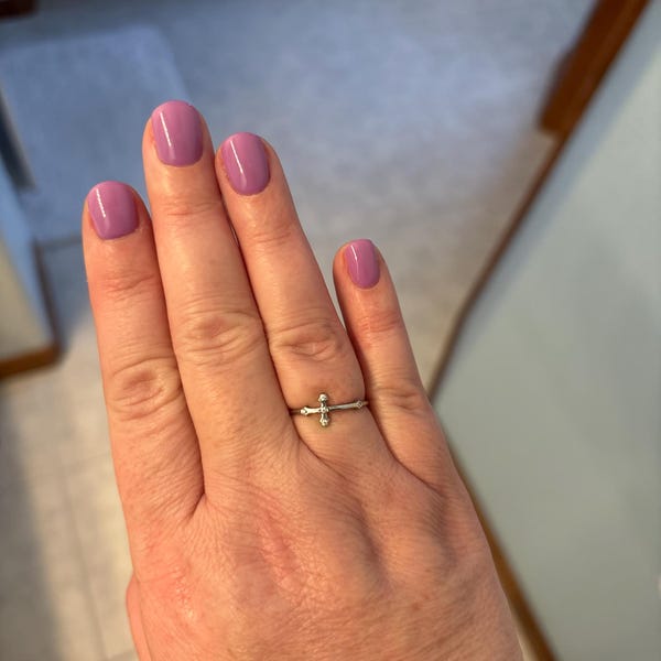 14K Gold Cross Ring, Minimalist Cross Ring, Religious Jewelry, Stacking Ring, Christian Gift ...