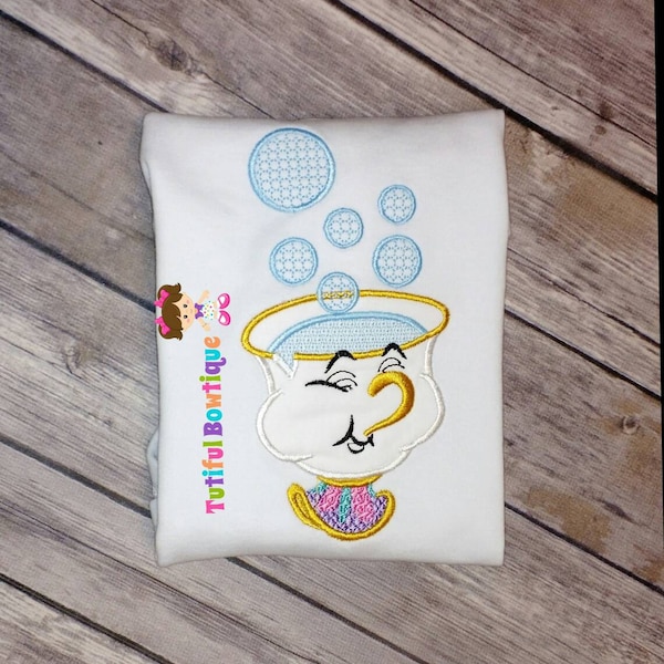 Chip the Enchanted Tea Cup From Beauty and the Beast Digital Embroidery ...
