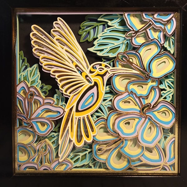 Hummingbird Colibri 3D Mandala Svg Files, Multilayer Panel for Laser ...
