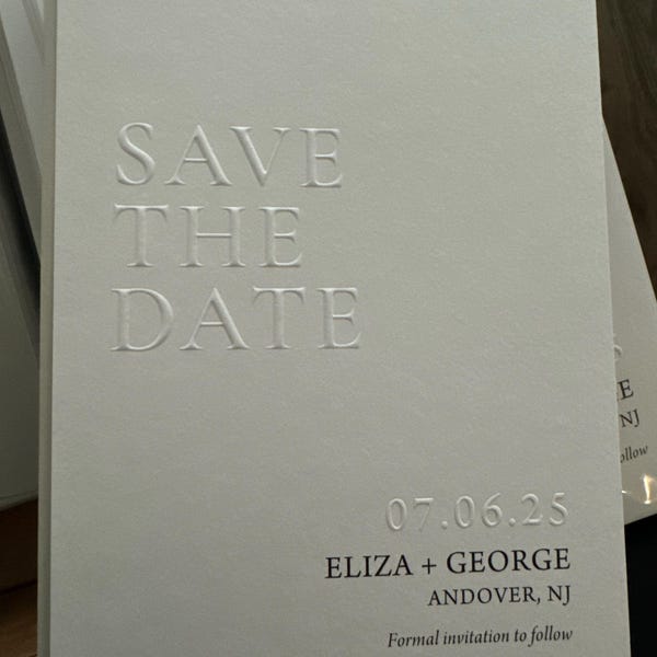 Minimal Arch Emboss Wedding Invitation, Modern Letterpress Arch Invite ...