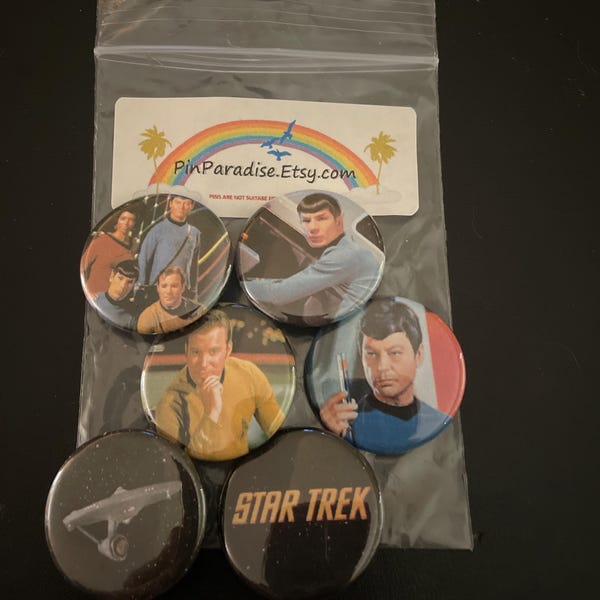 Star Trek Original Series Badge Button Pin Set of 6 - Etsy