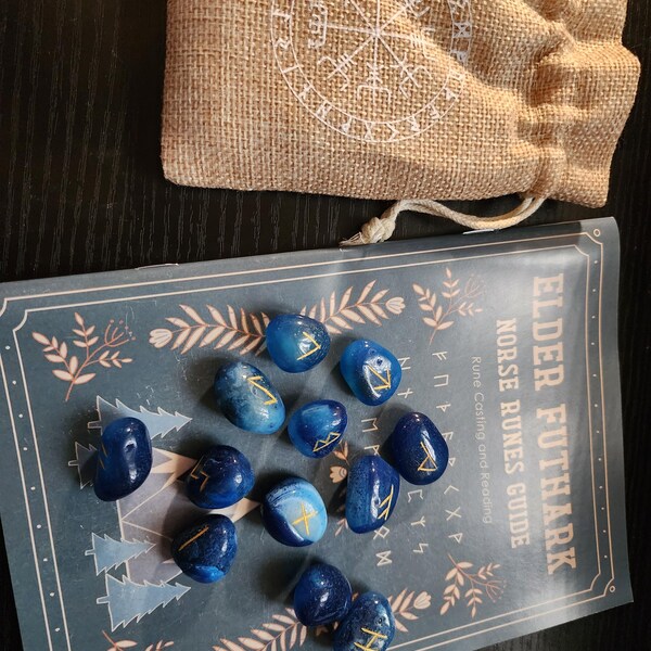Rune Stones Gift Set Includes 21 Page Guide Book and Free Bag ...