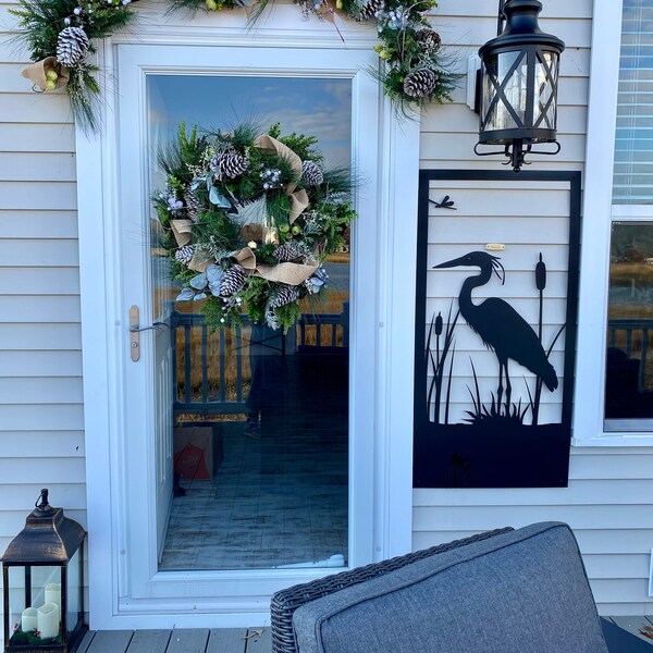 Great Blue Heron Metal Wall Art | Metal Privacy Screens | Large Metal ...