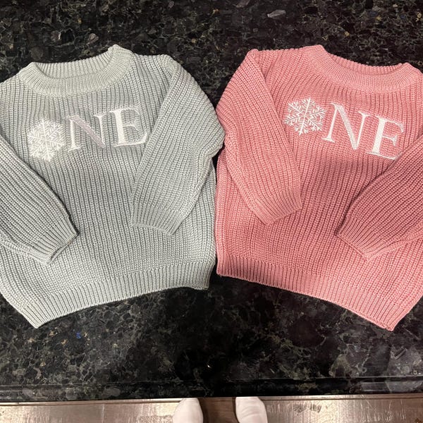 Baby Boys beary First Birthday Sweater Girls One Embroidered Sweater ...