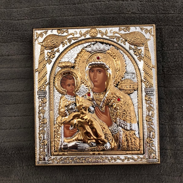 Virgin Mary Three-handed Silver Christian Orthodox Icon / Greek ...
