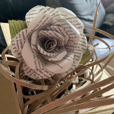 Paper Rose Made Using Book Paper Classic Literature Bouquet Wedding ...