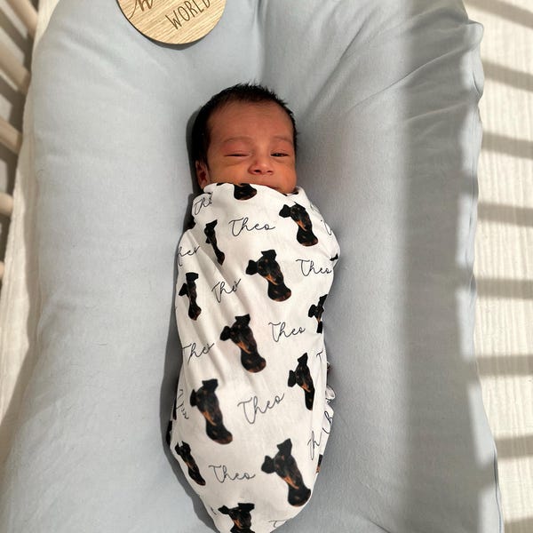 Personalized Baby Swaddle Set With Pet Photo Swaddle Blanket With Dog ...
