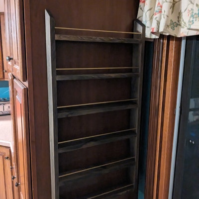 18 Wide Elegant 6-shelf Brass Rod Spice Rack Wall Mounted or Countertop ...