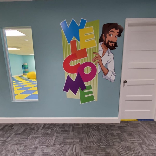Sunday School Welcome Wall Decal: Jesus Decor - Etsy
