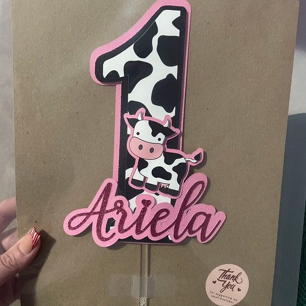 Custom Cow Cake Topper - First Birthday Cow Cake Topper - Holy Cow I’m ...