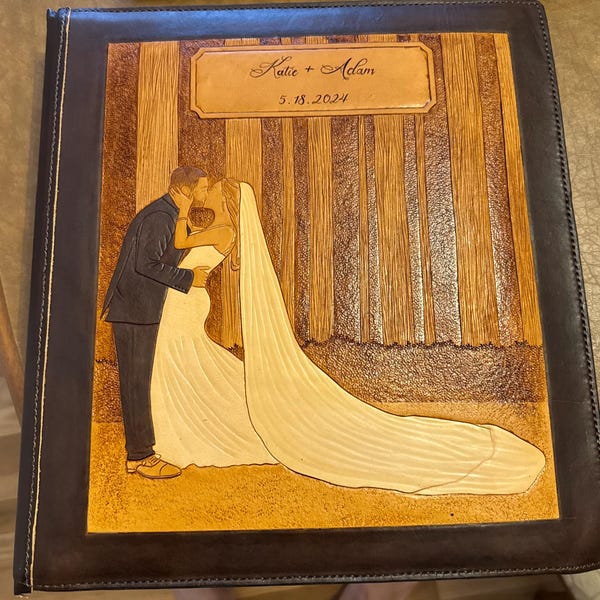 Custom Leather Journal / Personalized Handmade Wedding Guest Book ...