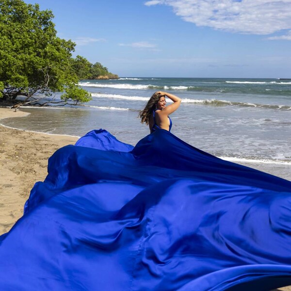 Long Flying Satin Dress for Photoshoot Flying Dress Aruba Convertible ...