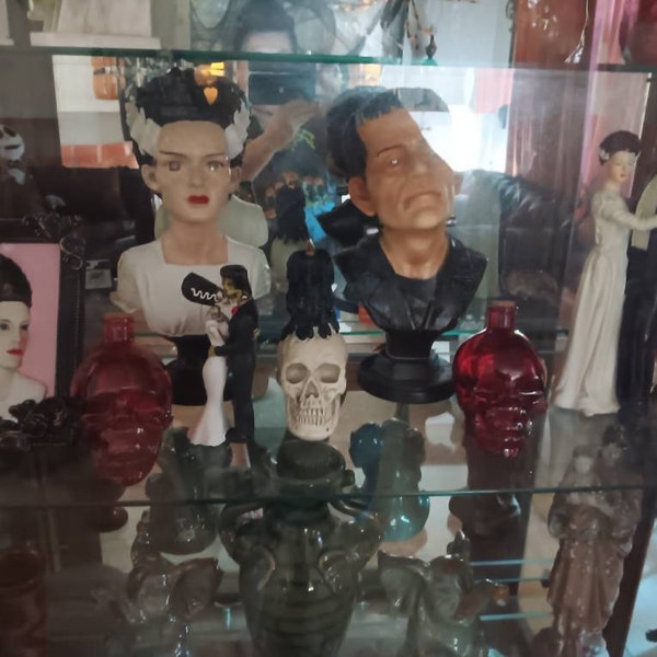 Pins & Bones Frankenstein and Bride Figurine, Hand Detailed ...